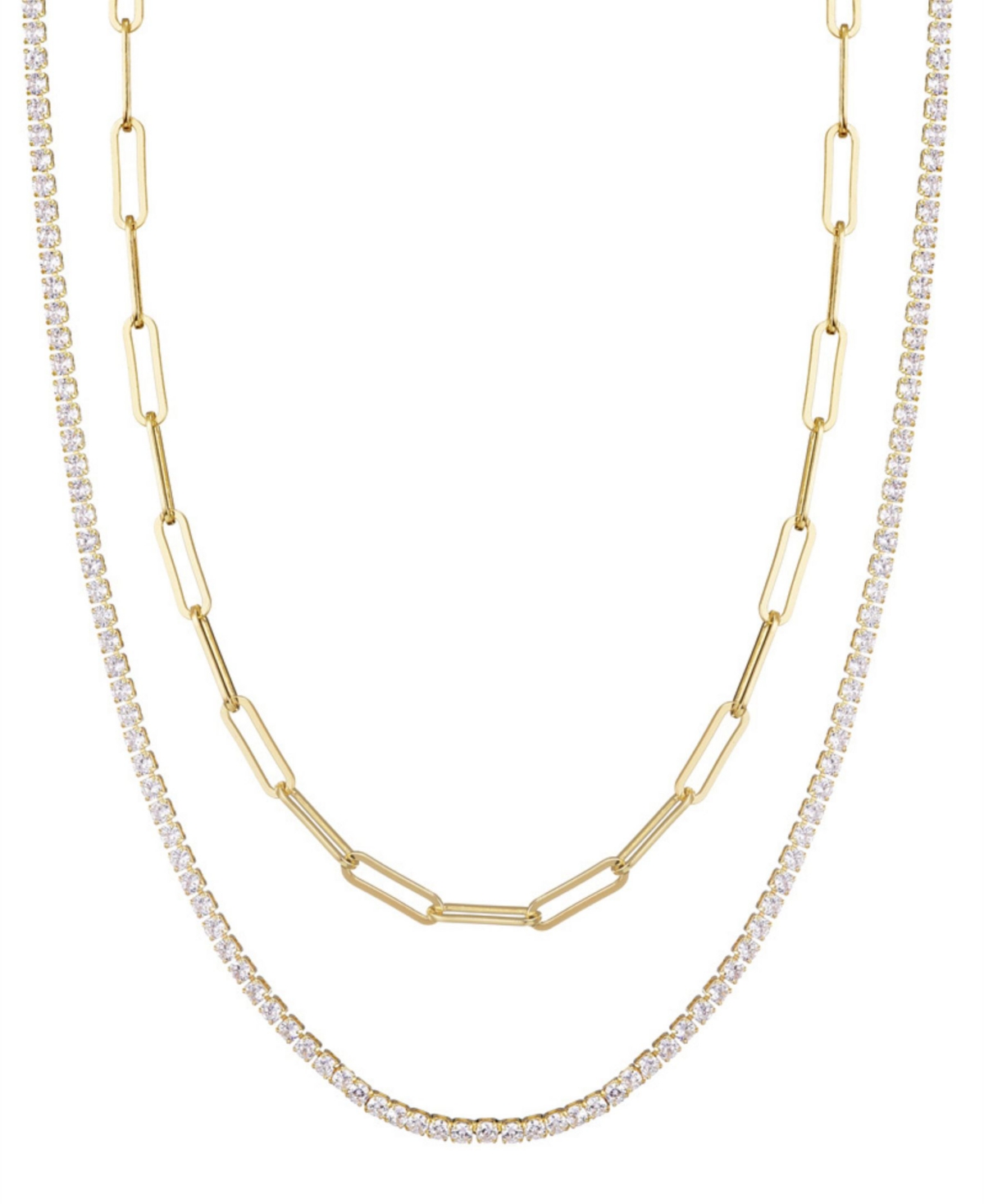 Click here for Adornia Gold Tennis and Paperclip Chain Necklace S... prices