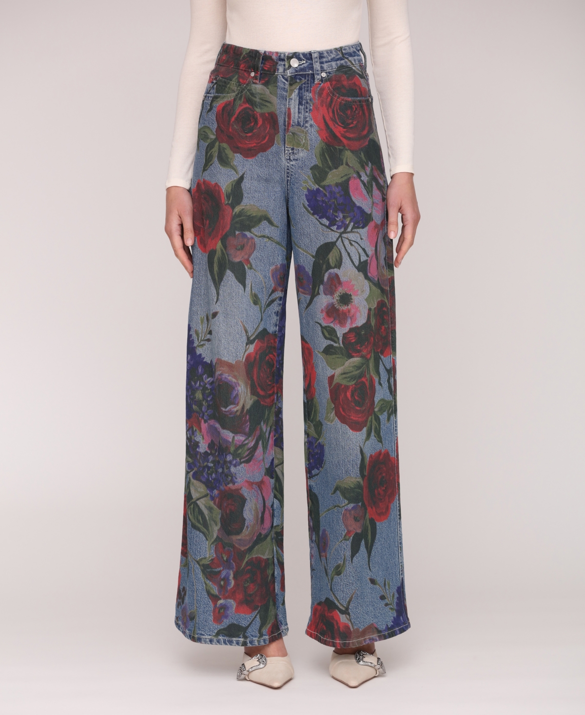 Click here for Avec Les Filles Womens High-Rise Wide-Leg Jeans -... prices