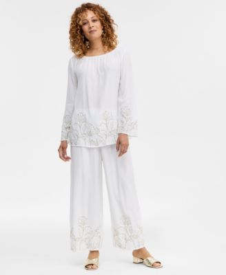 Click here for Jm Collection Womens Embroidered Blouse Pants Macy... prices