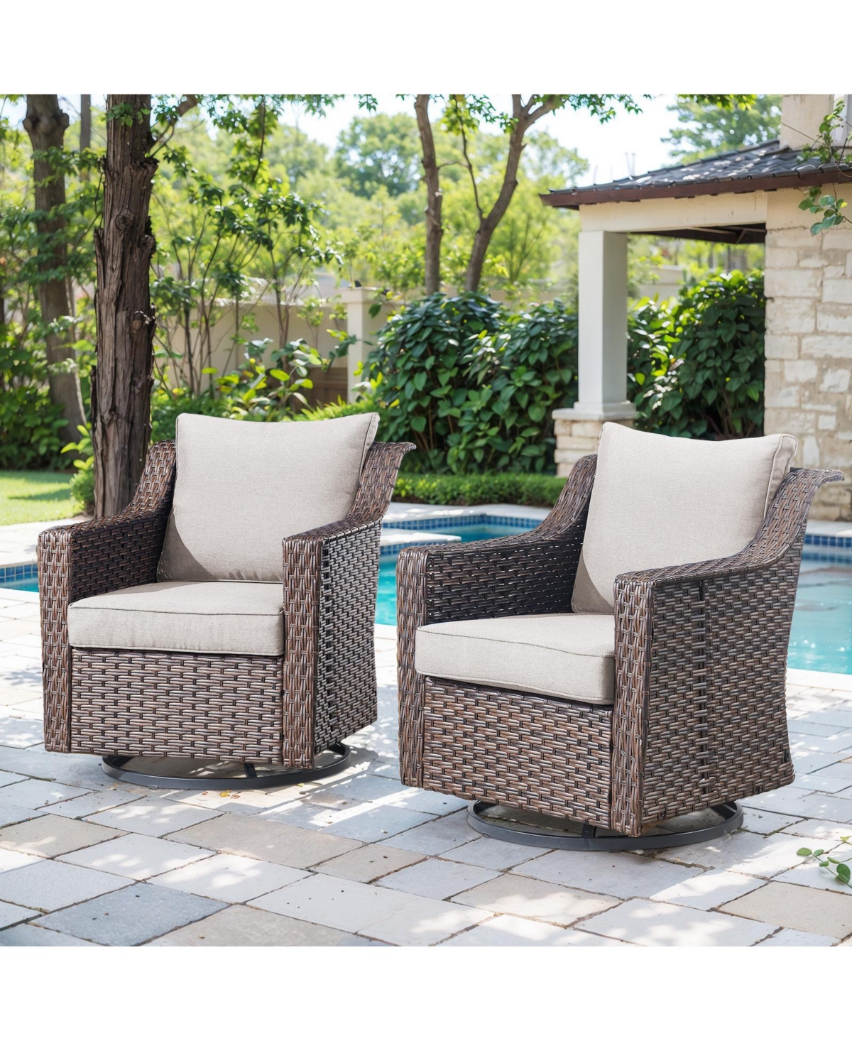 Click here for Gymojoy Slimline Brown Wicker Patio 2-Piece Swivel... prices