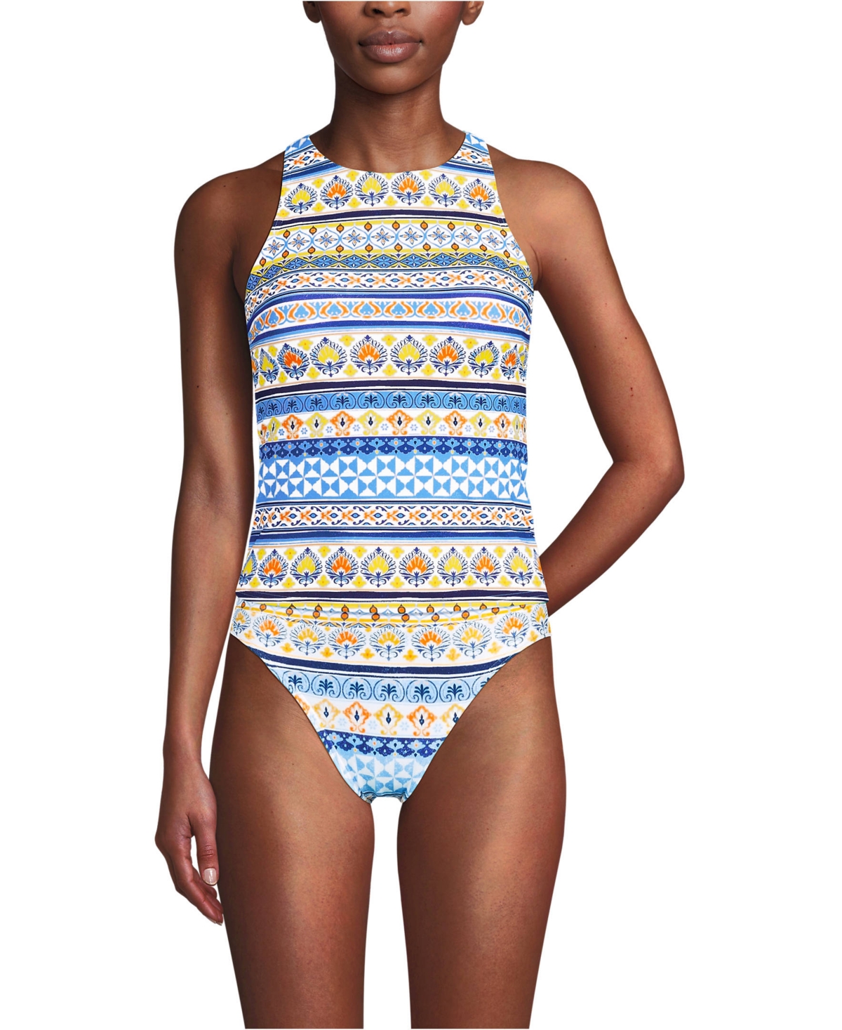 Click here for Lands End Womens Long Tugless High Neck Strappy Ba... prices
