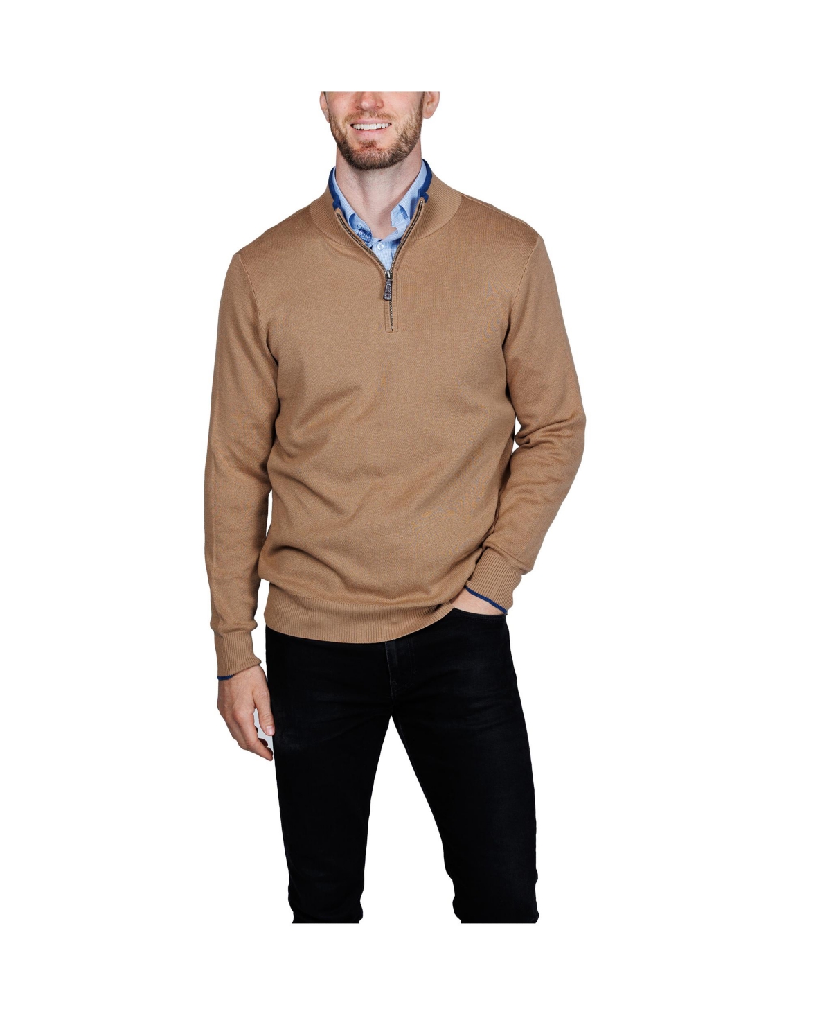 Click here for Tailorbyrd Mens Fine Knit Quarter Zip Sweater - Ca... prices