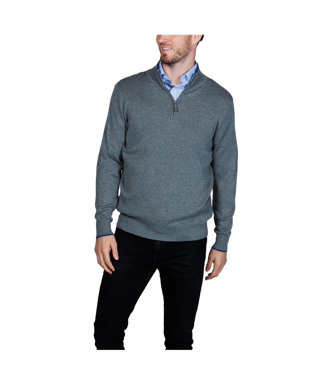 Click here for Tailorbyrd Mens Fine Knit Quarter Zip Sweater - Gr... prices