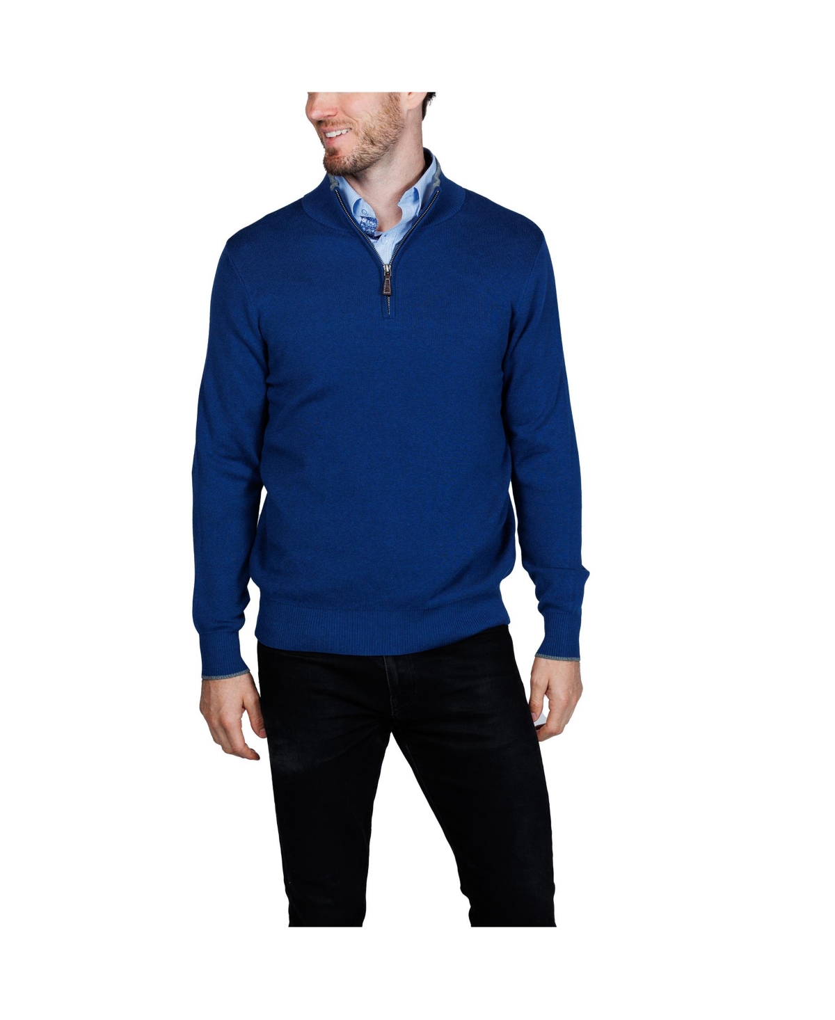 Click here for Tailorbyrd Mens Fine Knit Quarter Zip Sweater - Na... prices