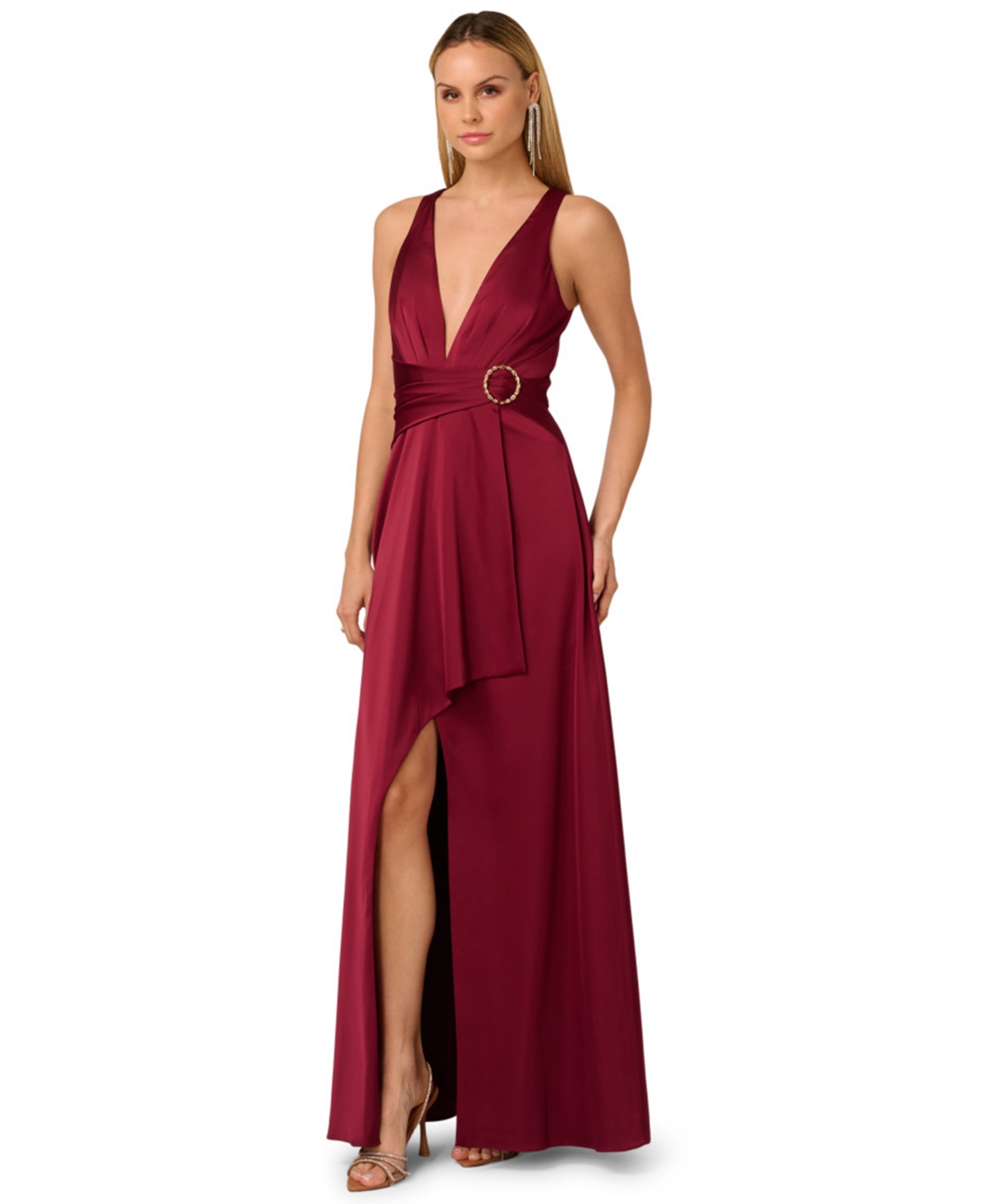 Click here for Adrianna Womens Stretch Satin Long Dress - Pink prices