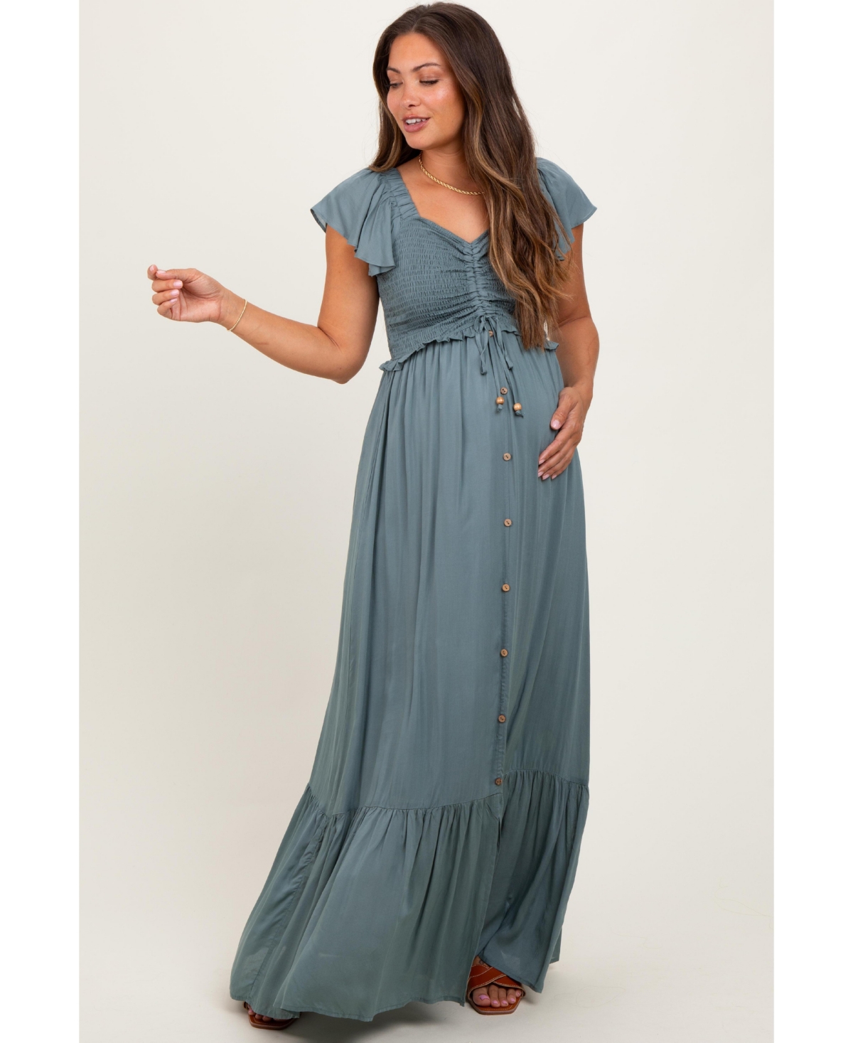 Click here for Pinkblush Maternity Smocked Top Woven Maxi Dress -... prices