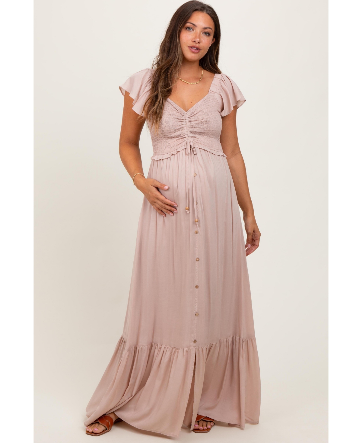 Click here for Pinkblush Maternity Smocked Top Woven Maxi Dress -... prices