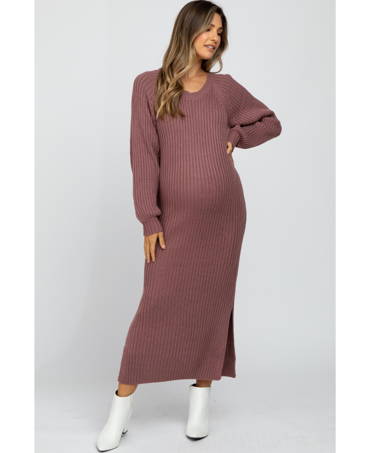 Click here for Pinkblush Womens Mauve Side Slit Maternity Maxi Sw... prices
