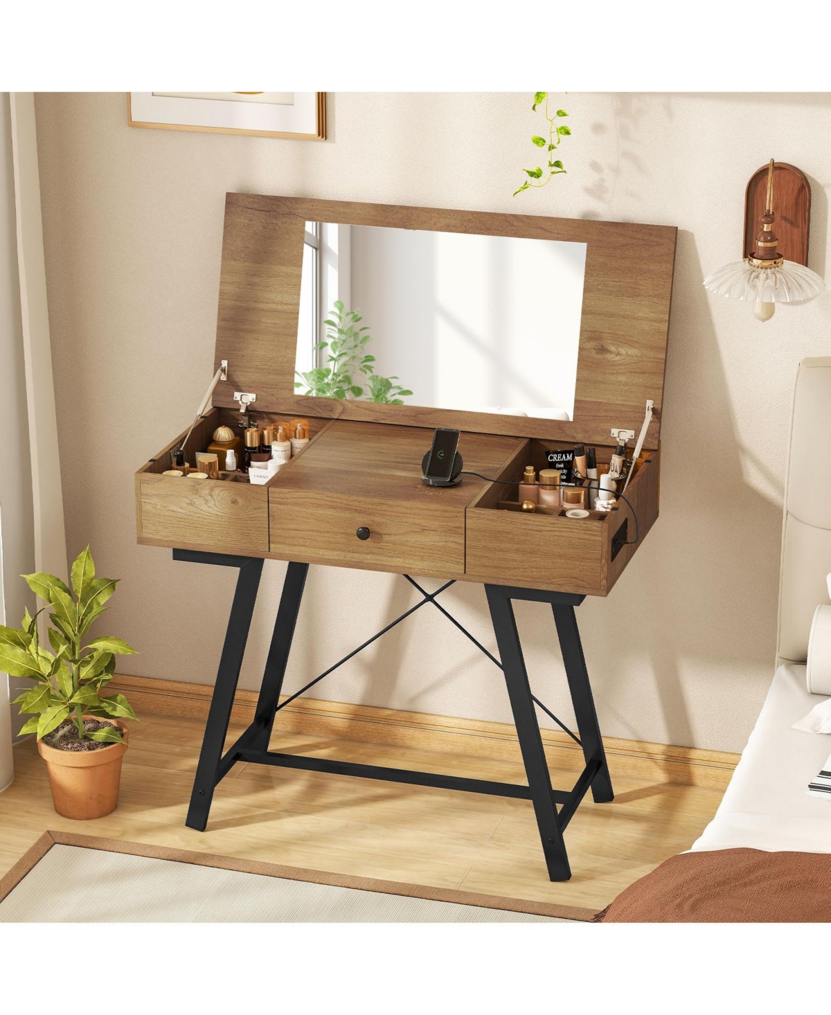 Click here for Volenca Vanity Desk with Flip Top Mirror Makeup Dr... prices