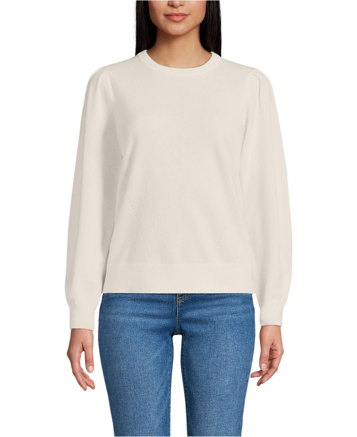 Click here for Lands End Womens Cashmere Puff Sleeve Crew Neck Sw... prices