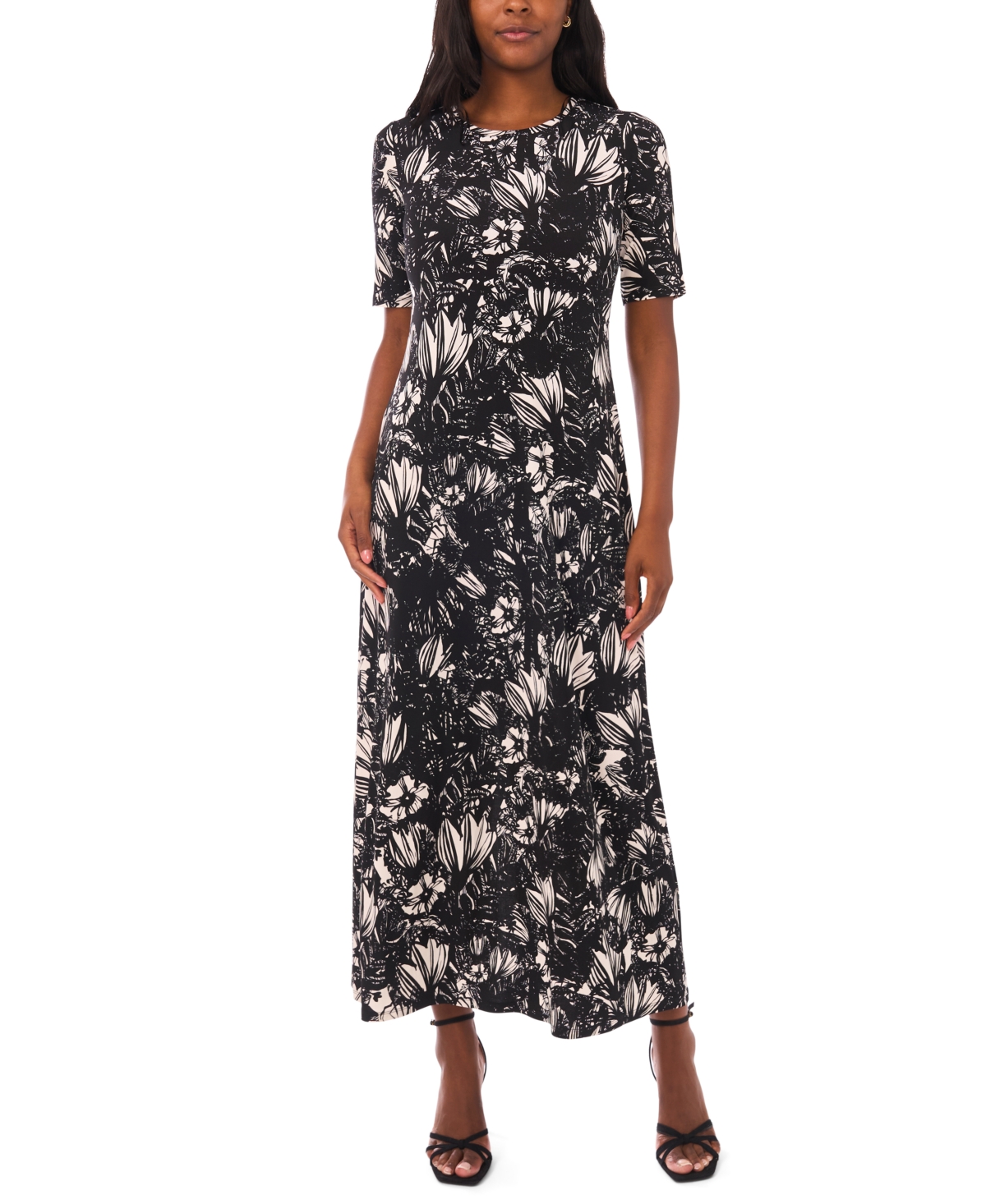 Click here for Vince Camuto Womens Printed Elbow-Sleeve Maxi Dres... prices