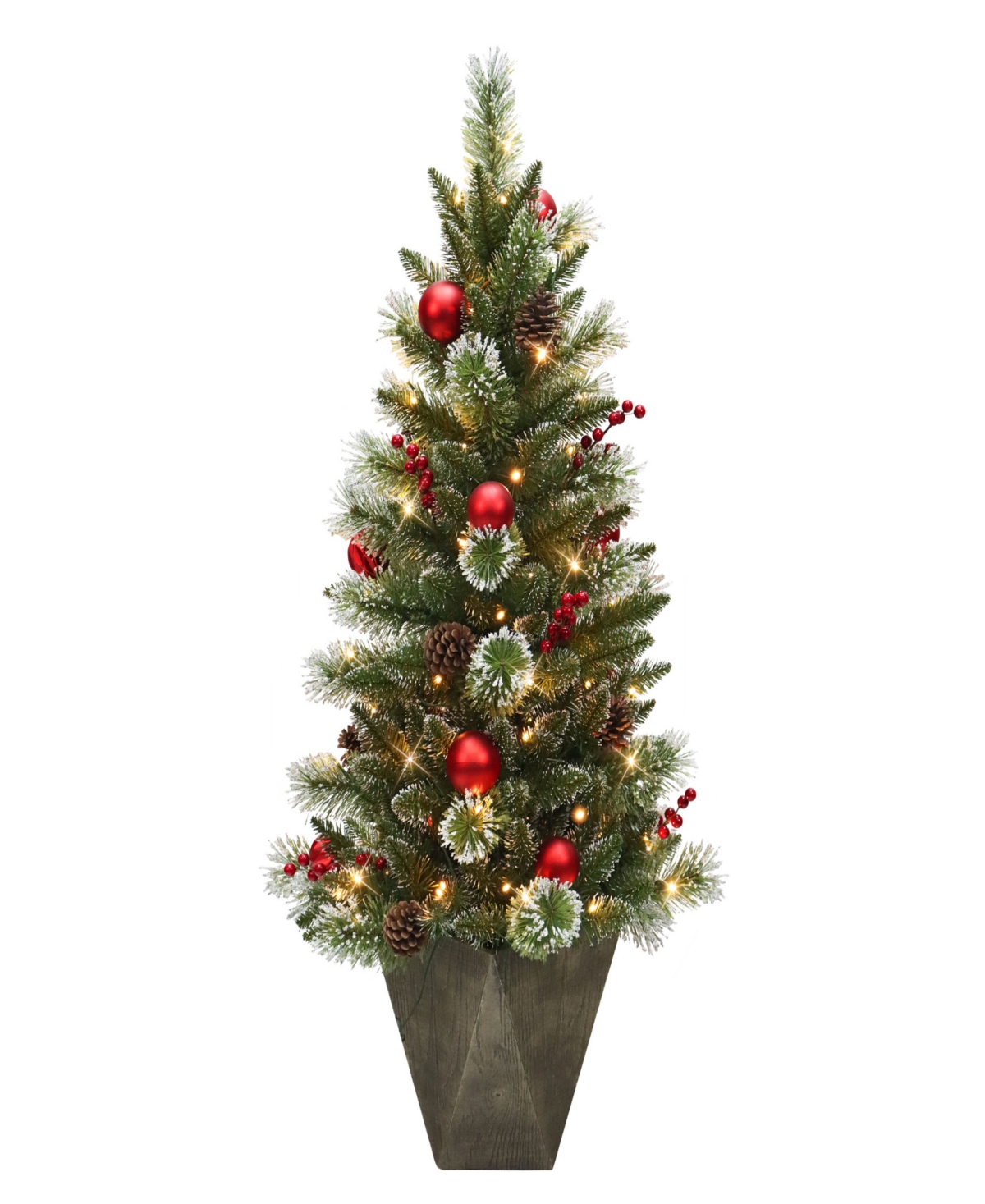 Click here for Puleo 4 Pre-Lit Potted Artificial Adorned Christma... prices