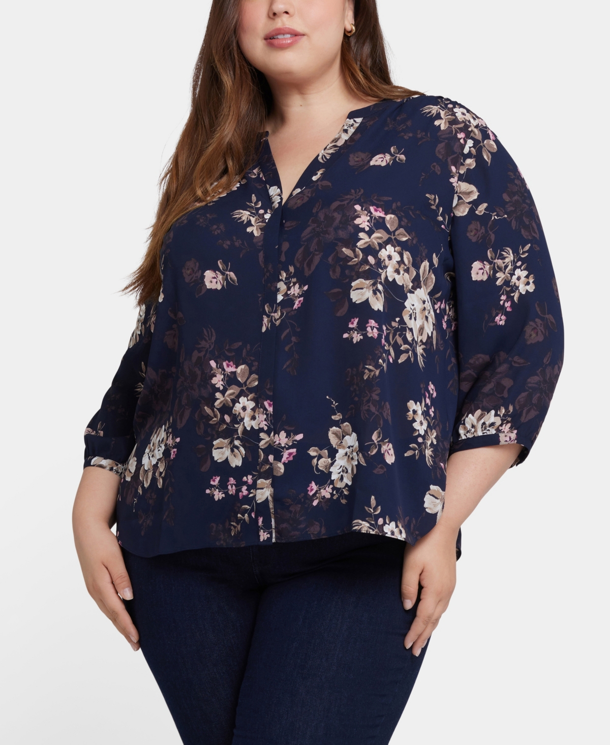 Click here for Nydj Plus Size Pintuck Blouse - Bianca Blooms prices