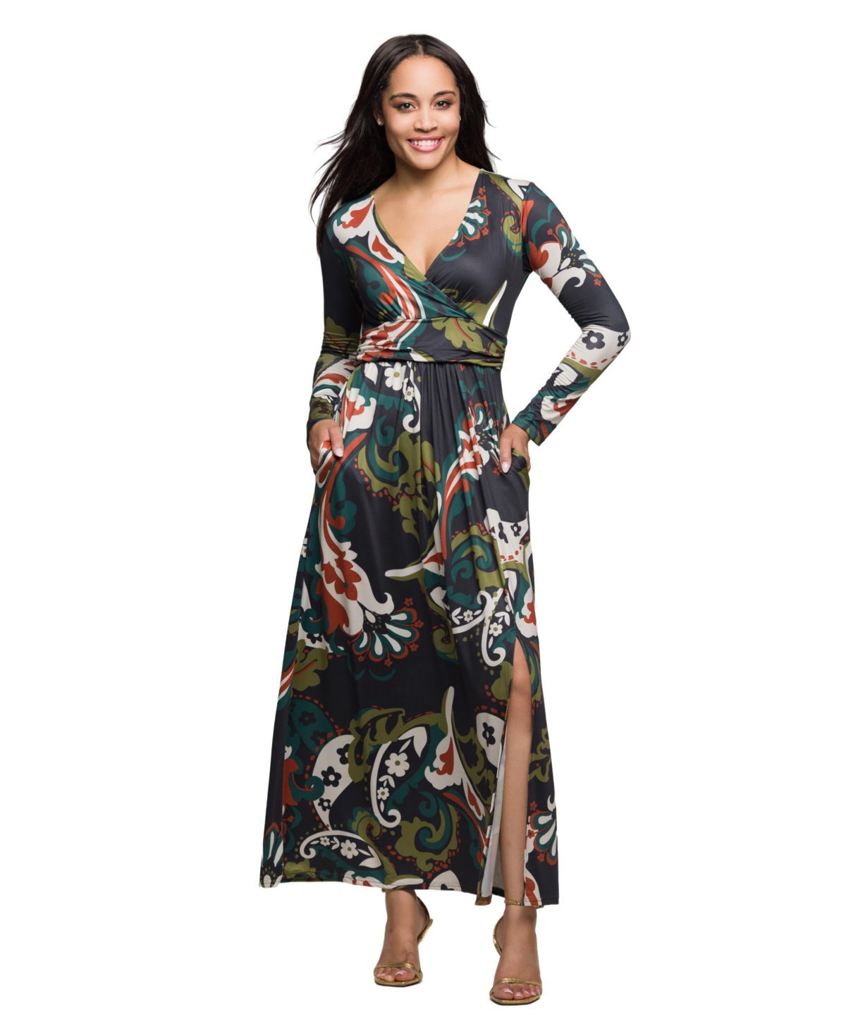 Click here for 24seven Comfort Apparel Womens Green Paisley Print... prices