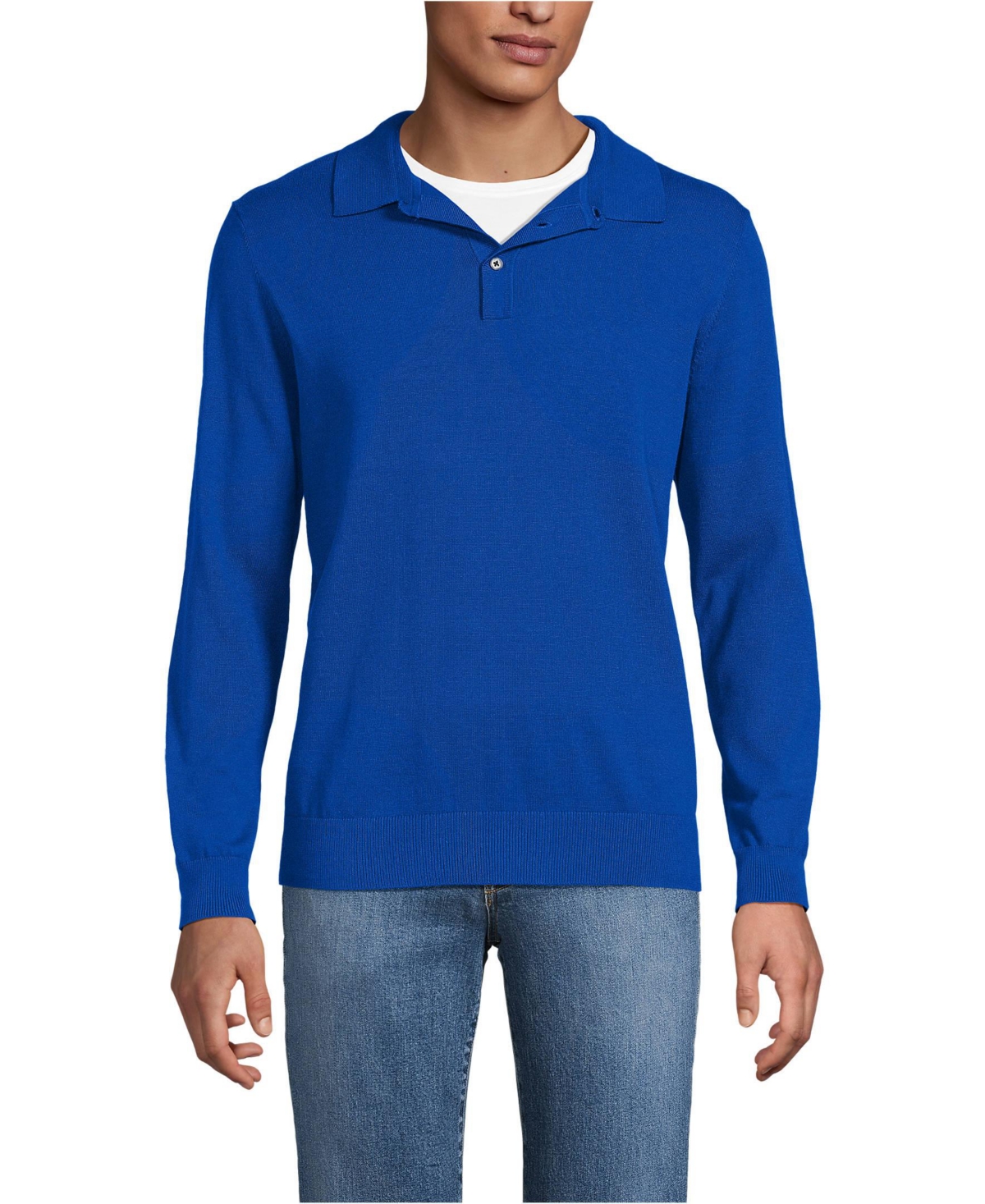 Click here for Lands End Mens Long Sleeve Cotton Sweater Polo - V... prices