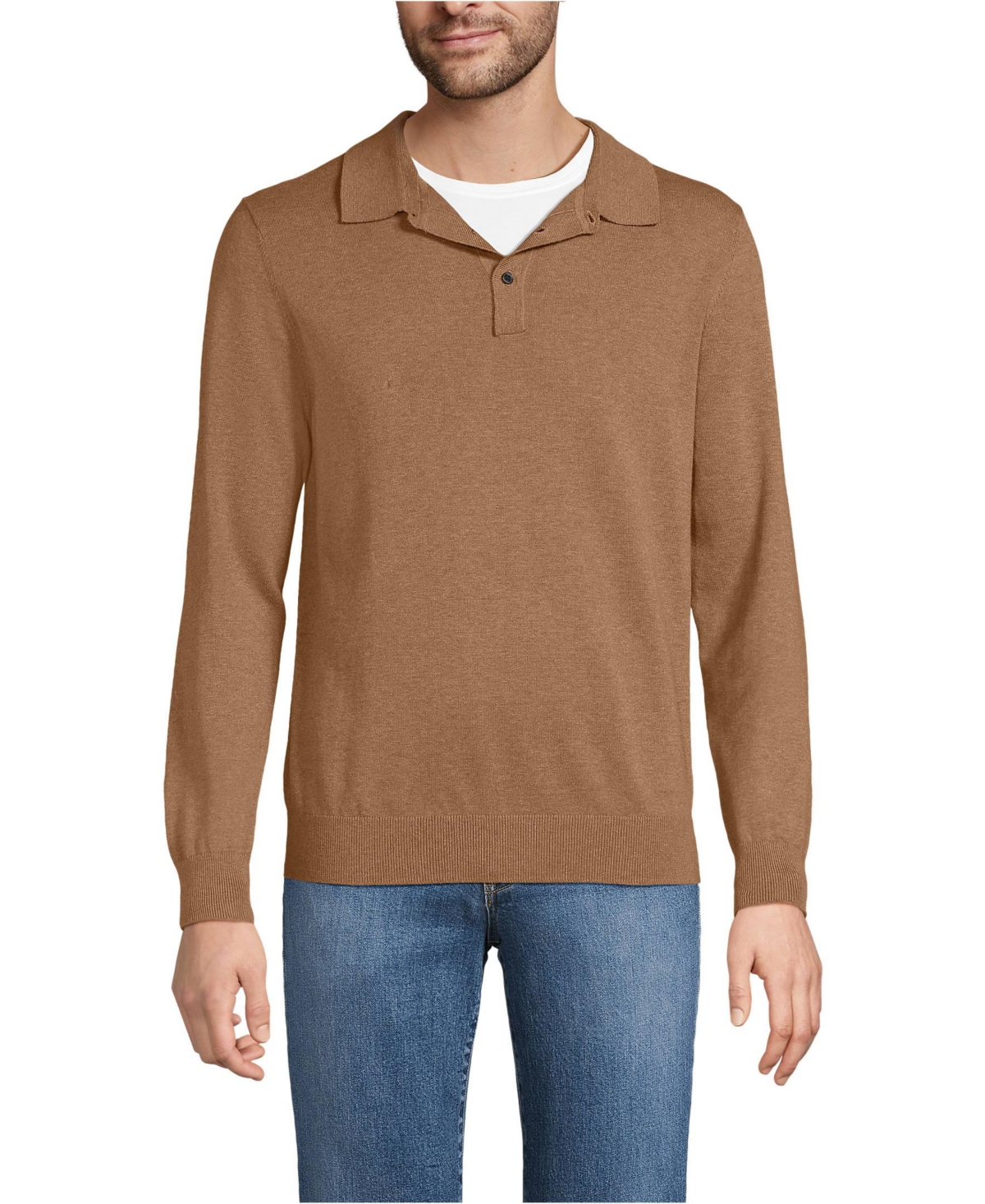 Click here for Lands End Mens Long Sleeve Cotton Sweater Polo - S... prices