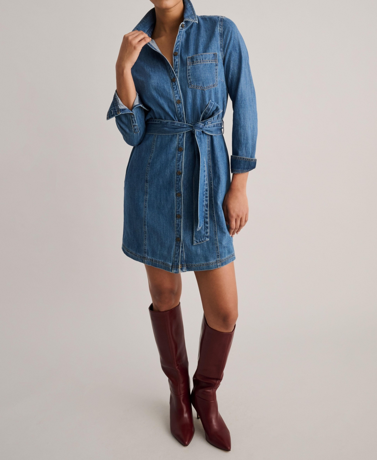 Click here for UNTUCKit Womens Denim Lea Shirtdress - Blue prices