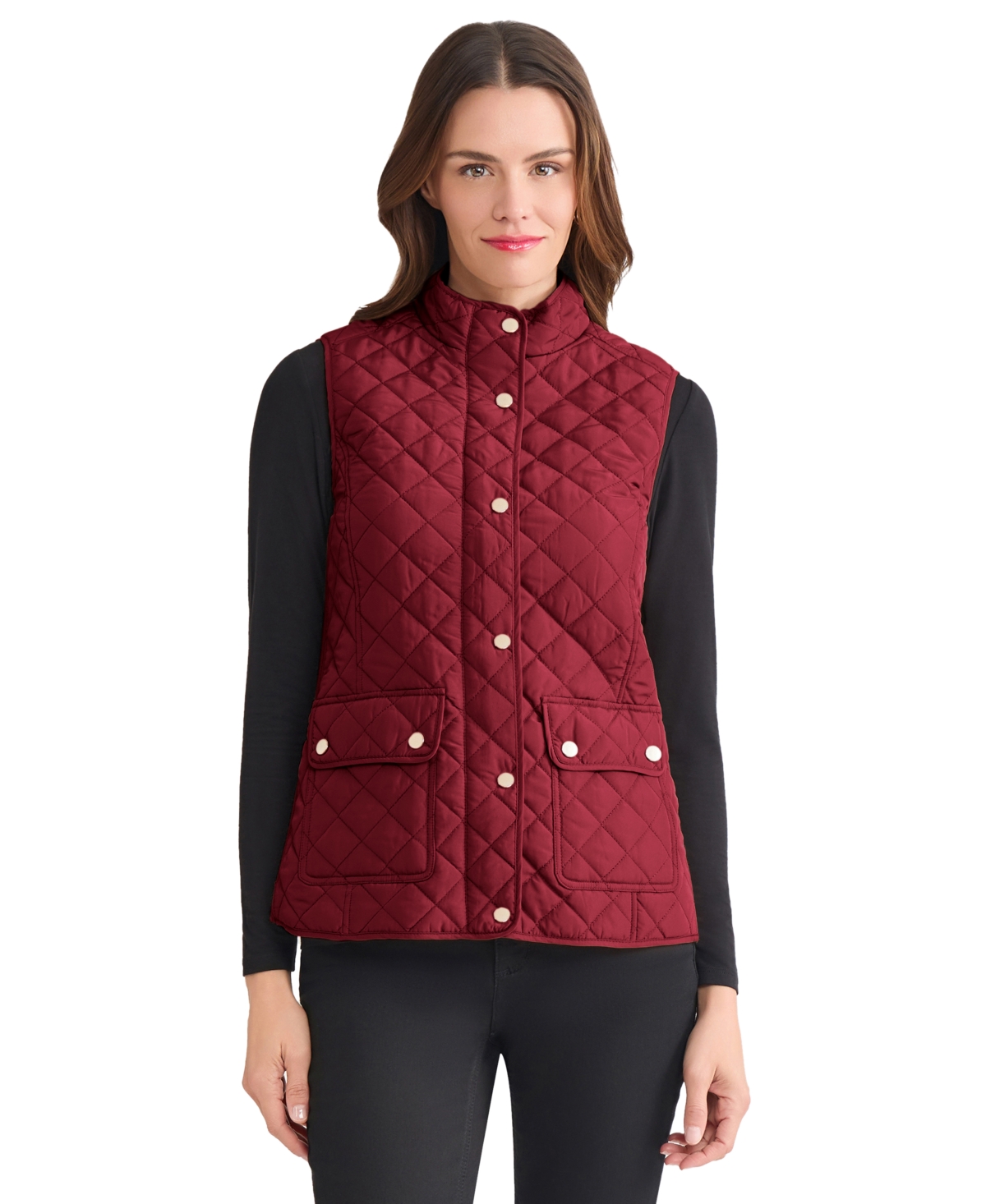 Click here for Jones New York Womens Patch Pocket Vest Jacket - B... prices