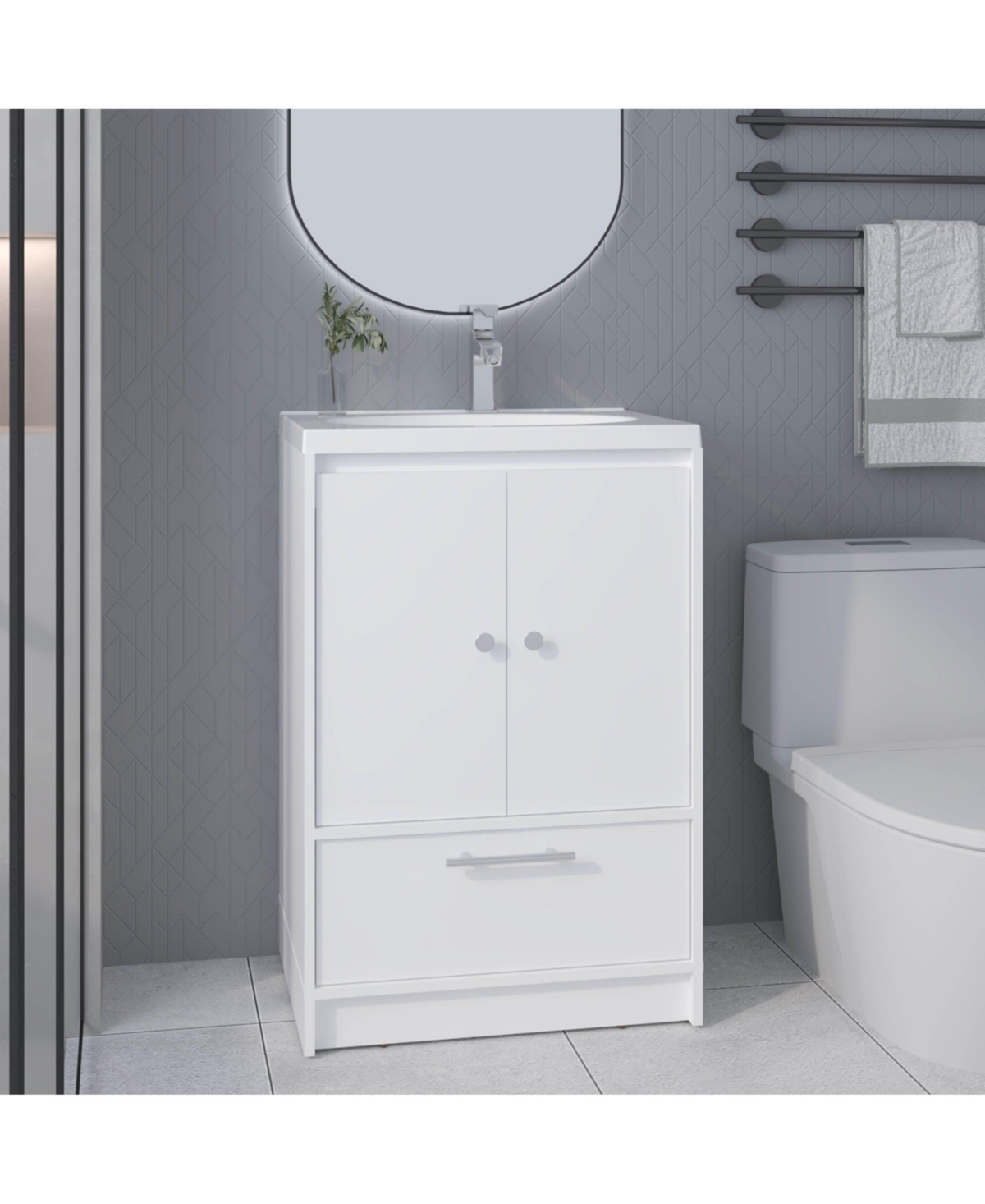 Click here for Olney Bathroom Vanity  2 Doors  1 Drawer  Black We... prices