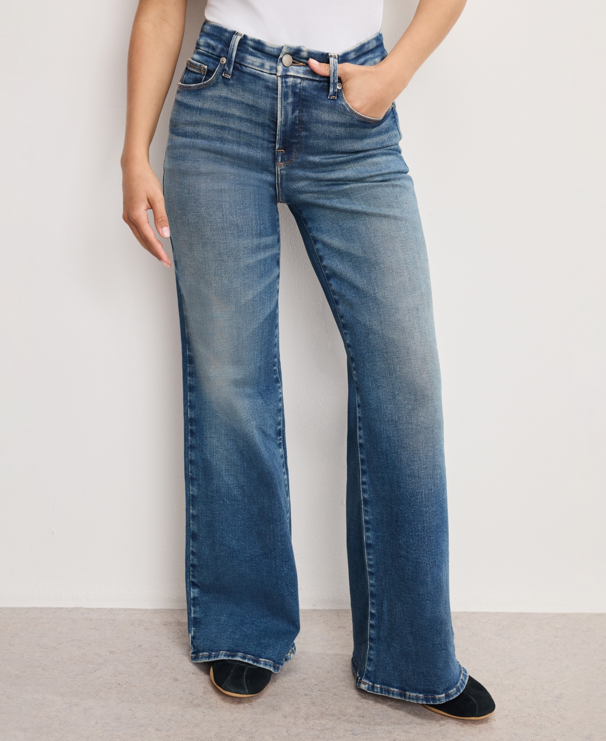 Click here for Good American Womens Wide-Leg Jeans - Dark Blue prices