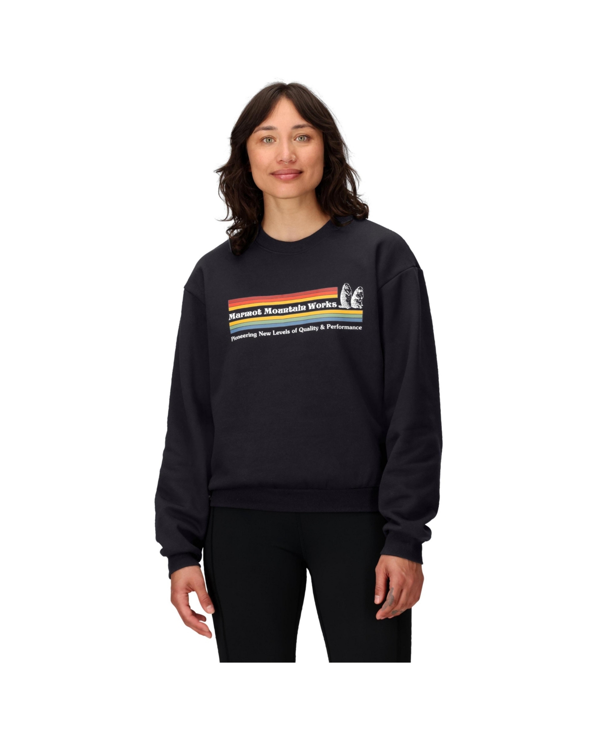 Marmot Womens Crewneck Long Sleeve Sweatshirt - Black