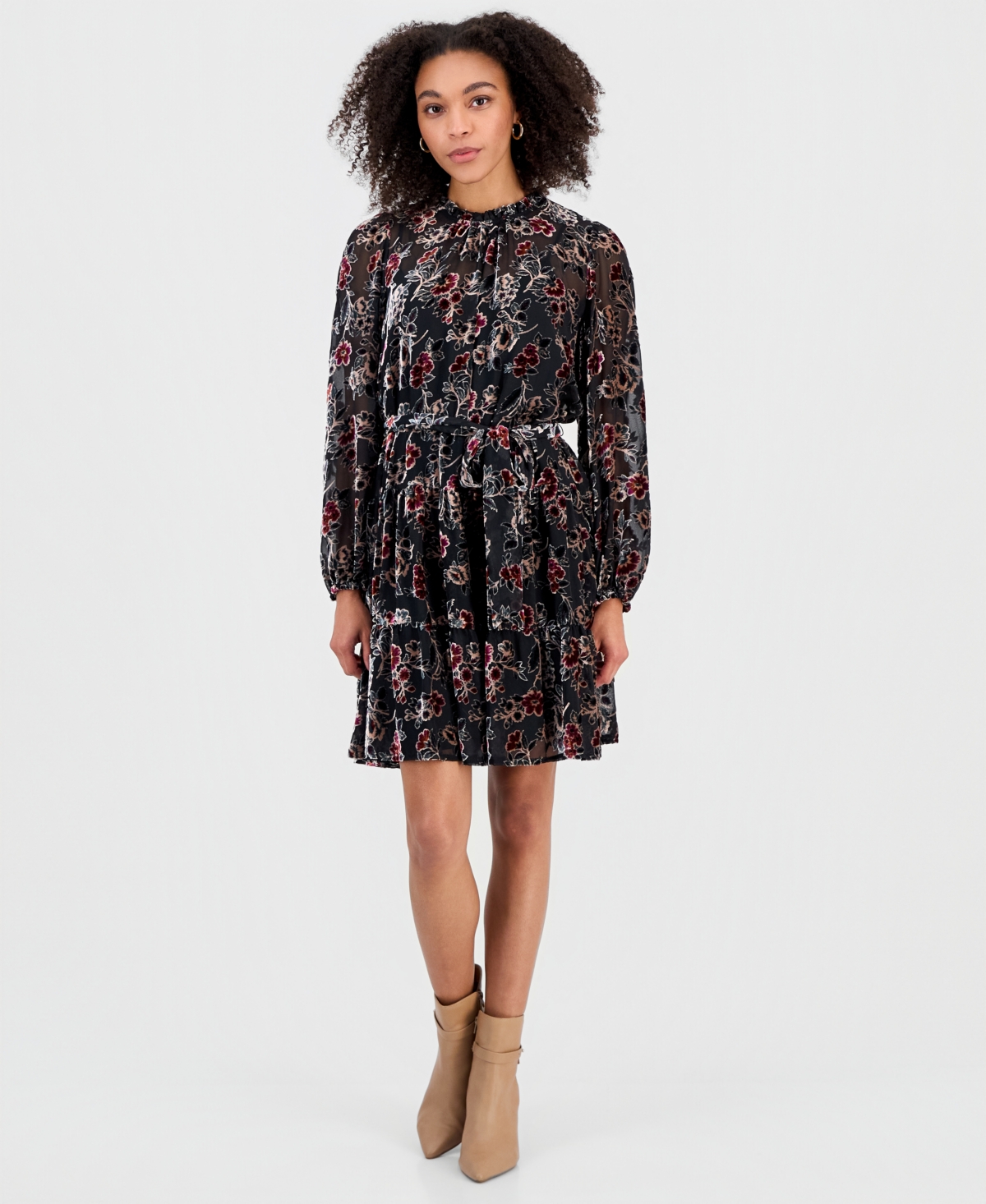 Click here for julia jordan Womens Floral Tie-Waist Long-Sleeve M... prices