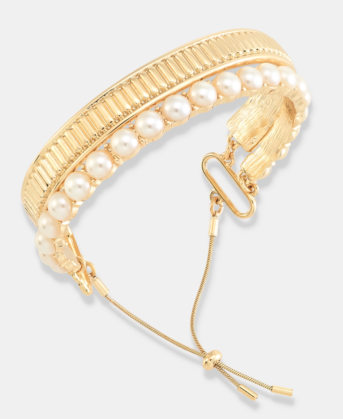 Click here for On 34th Imitation Pearl Double-Row Slider Bracelet... prices