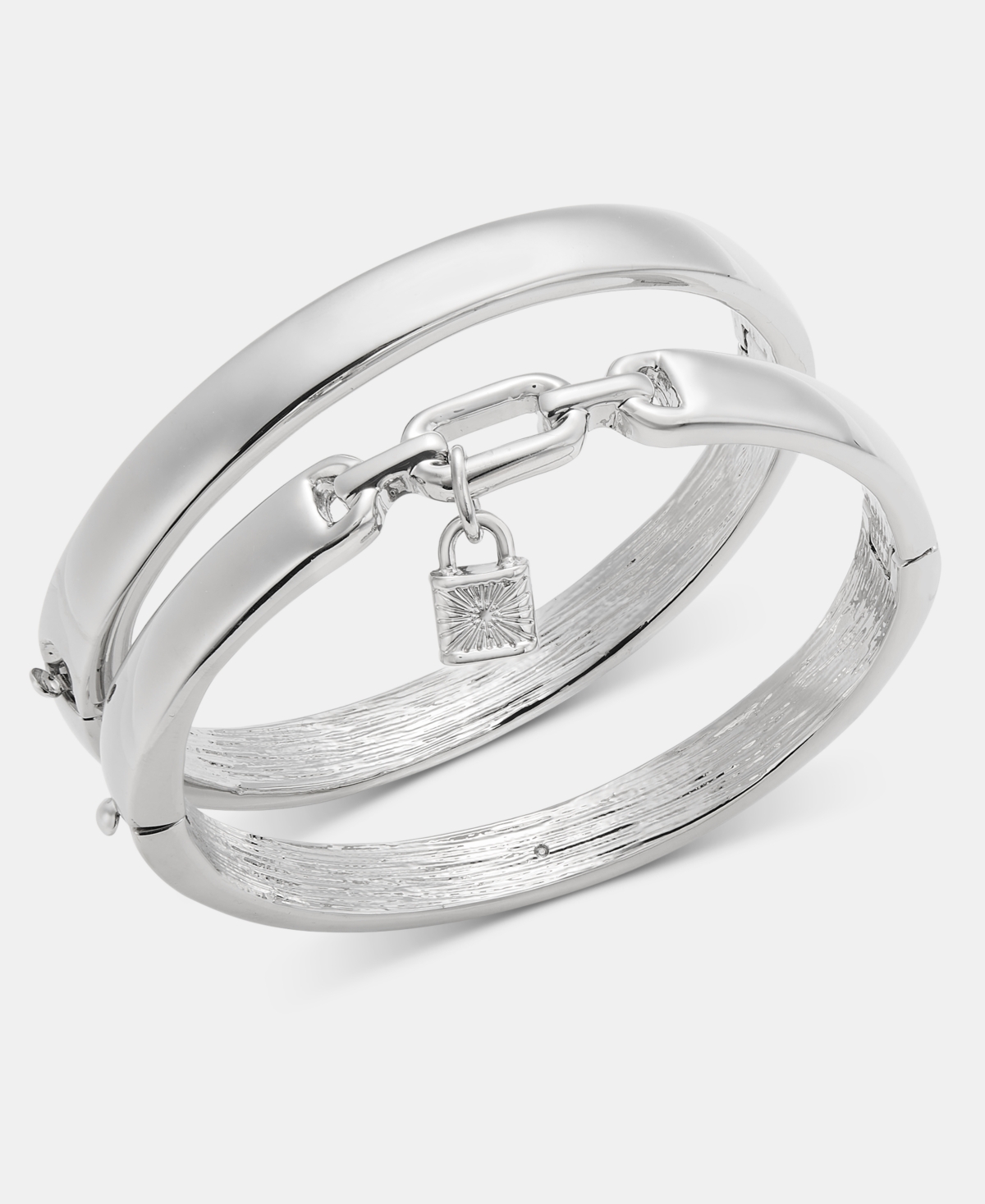 Click here for On 34th 2-Pc. Set Padlock Charm Bangle Bracelets... prices