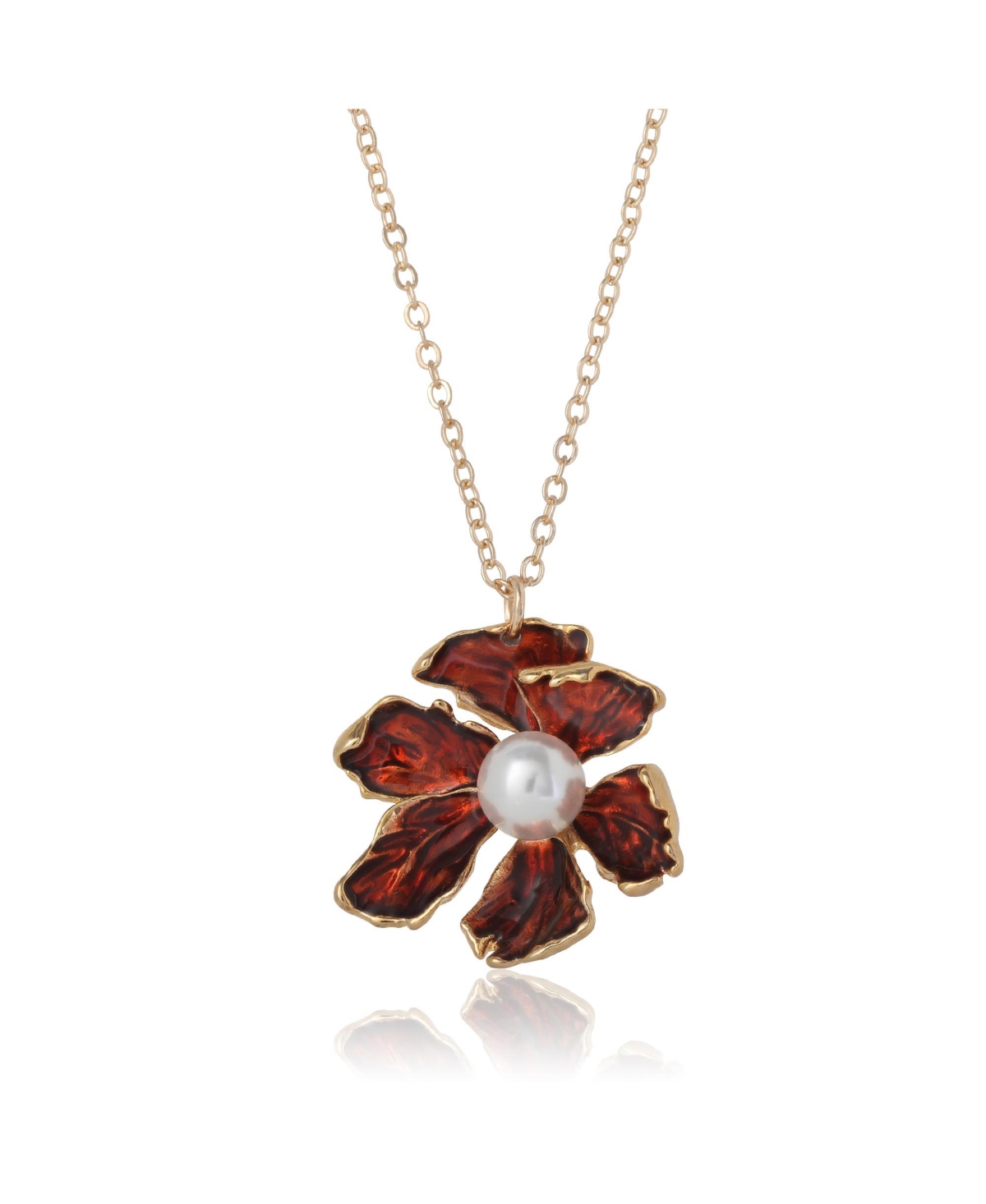 Click here for Bcbg Gold-Tone Floral Pendant Necklace with Pearl... prices