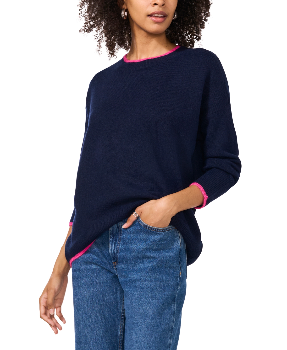 Click here for Vince Camuto Womens Tipped Crewneck Sweater - Clas... prices