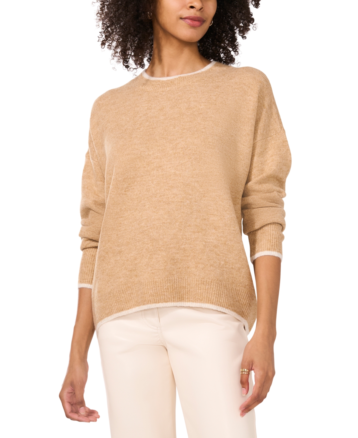 Click here for Vince Camuto Womens Tipped Crewneck Sweater - Latt... prices