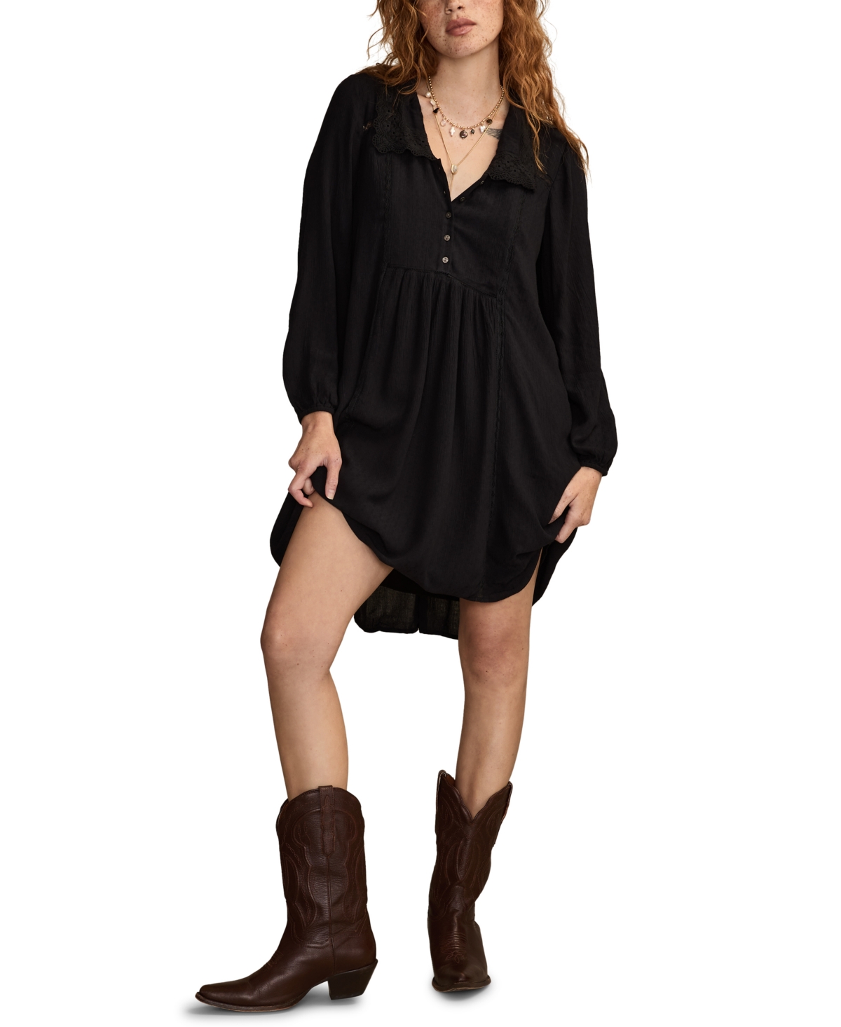 Click here for Lucky Brand Womens Peter Pan Collar Mini Dress - C... prices