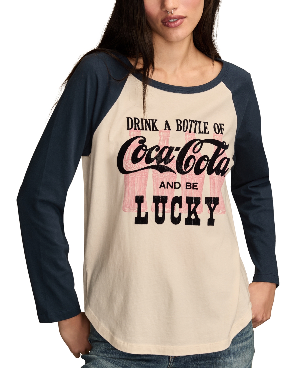 Click here for Lucky Brand Womens Drink A Bottle Coca Cola Crew N... prices