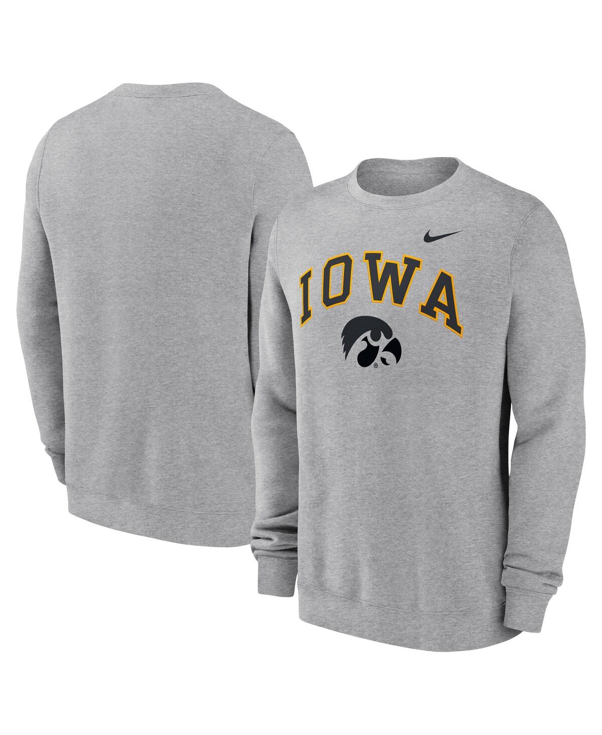 Click here for Nike Mens Gray Iowa Hawkeyes Arch Pullover Sweatsh... prices
