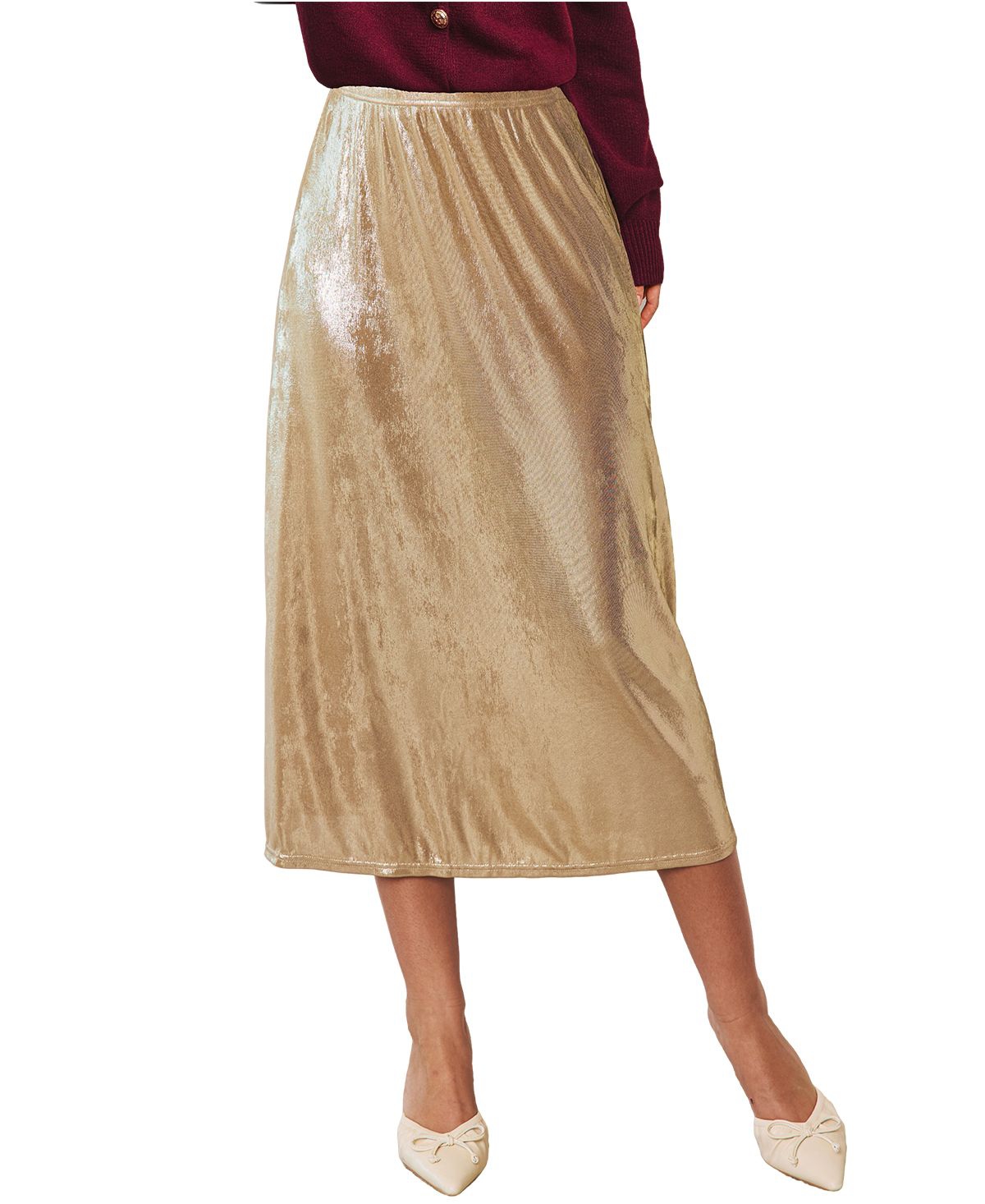 Click here for Cupshe Womens Starlit Nights Gold Midi Skirt - Ope... prices