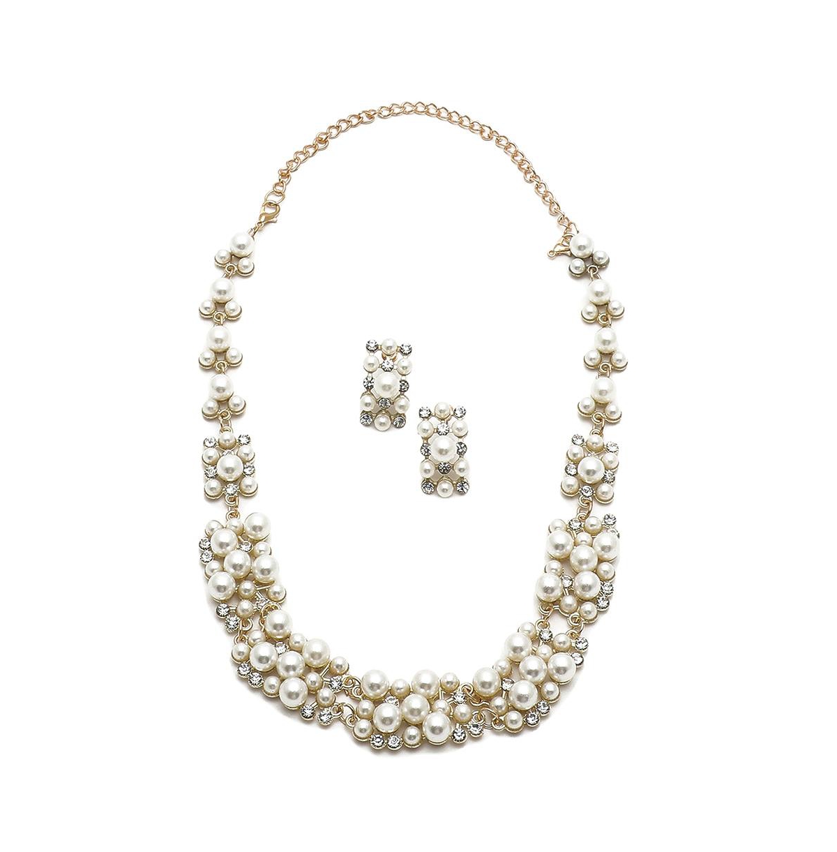 Click here for Sohi Womens White Pearl Cluster Necklace And Earri... prices