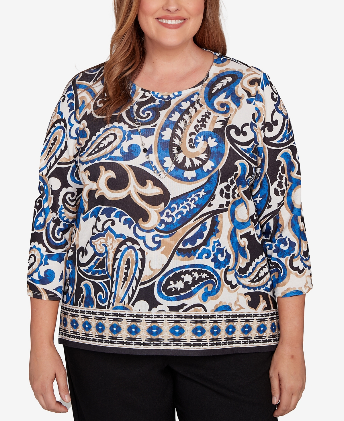 Click here for Alfred Dunner Plus Size Barcelona Paisley Knit Top... prices