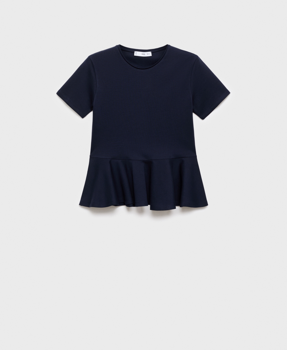 Click here for Mango Womens Short-Sleeved Peplum T-Shirt - Navy prices