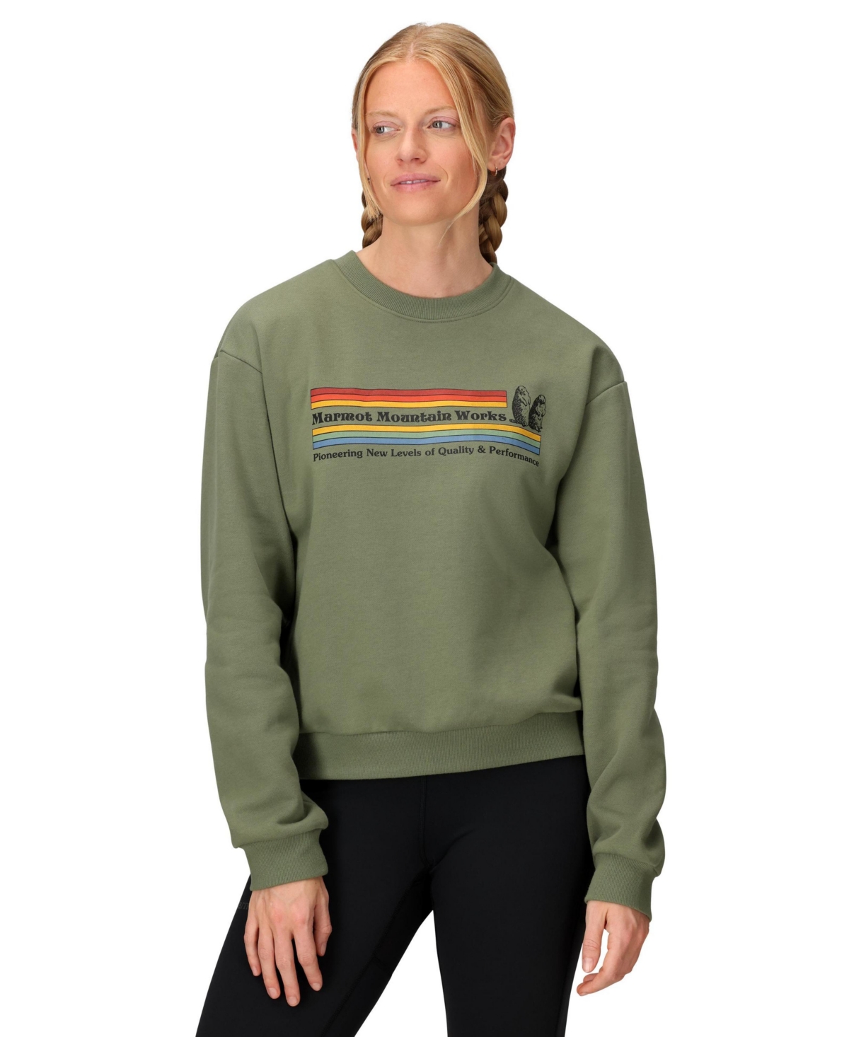 Marmot Womens Crewneck Long Sleeve Sweatshirt - Olive Grove