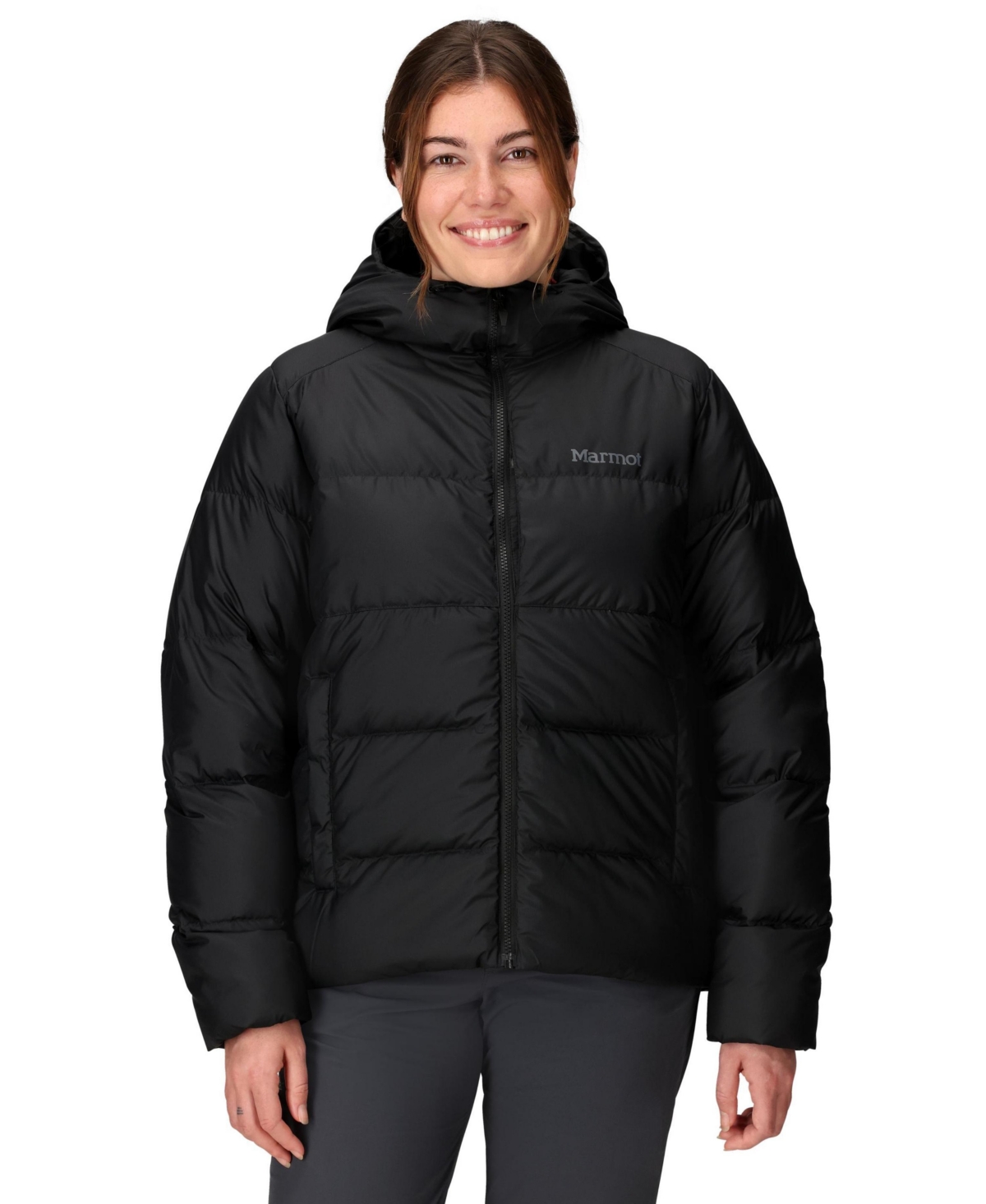 Marmot Womens Guides Big-Baffled Puffer Hooded Jacket - Black