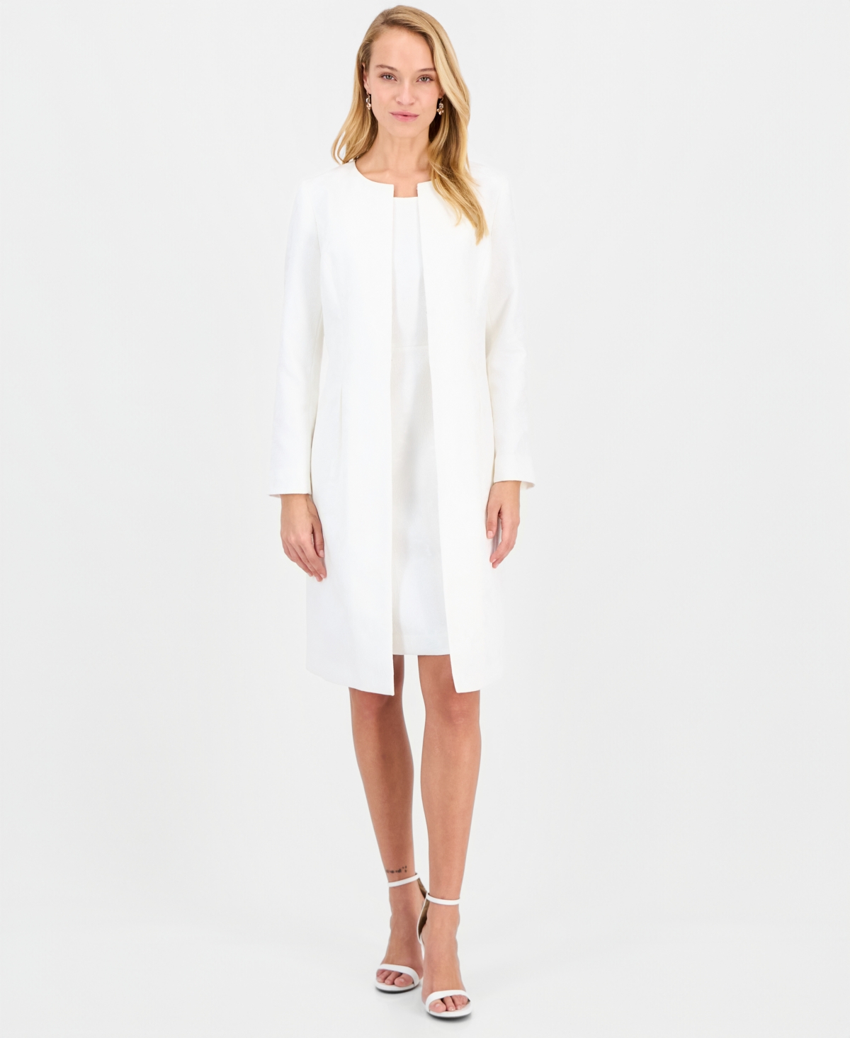 Click here for Le Suit Womens Jacquard Jacket & Round-Neck Sheath... prices