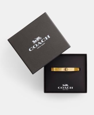 COACH Signature Faux Stone Tea Rose Enamel Bangle Boxed Bracelet - Macy's