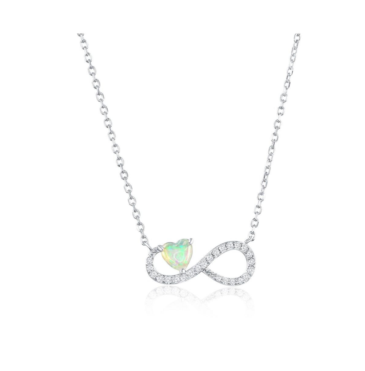 Click here for Sterling Silver  White Opal Heart  Cz Infinity Nec... prices
