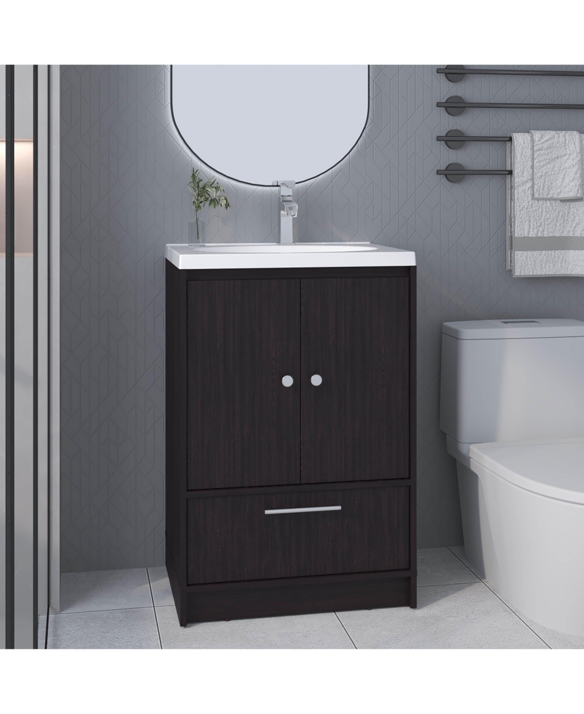 Click here for Olney Bathroom Vanity  2 Doors  1 Drawer  Black We... prices