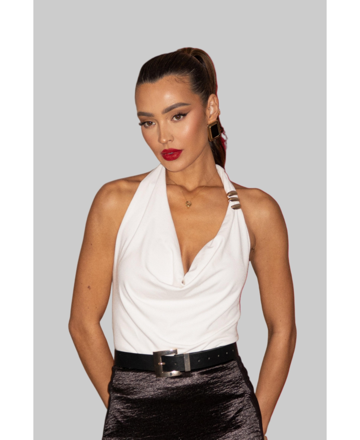 Click here for Jluxlabel Womens Embellished Halter Top - White prices
