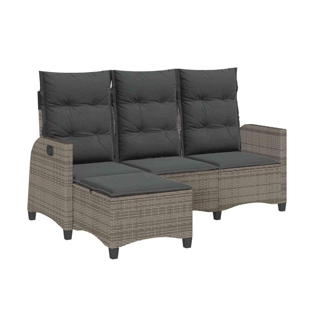 Click here for Reclining Garden Sofa Grey Pe Rattan  Powder-Coate... prices
