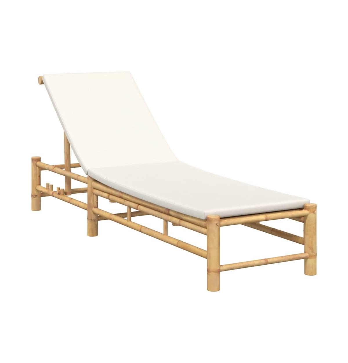 Click here for vidaXL Sun Lounger Cream White Bamboo Standard Adj... prices