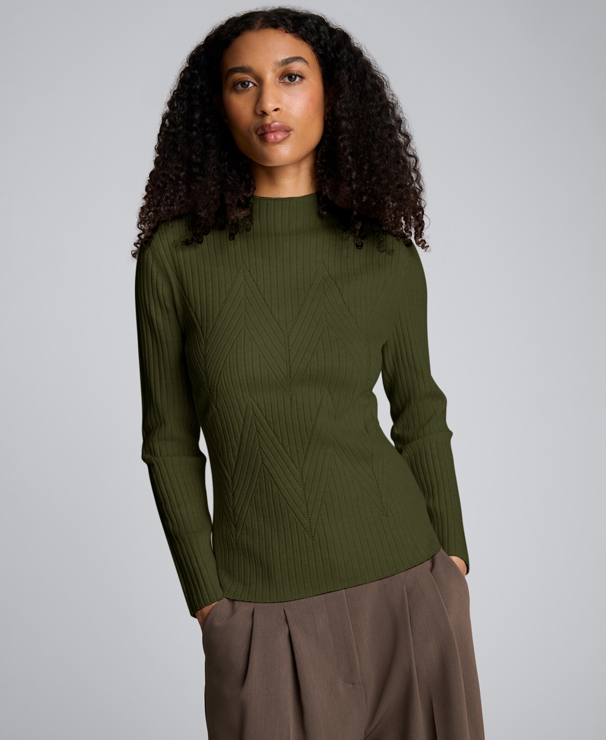 Click here for Kenneth Cole Womens Large Chevron Stitch Long-Slee... prices