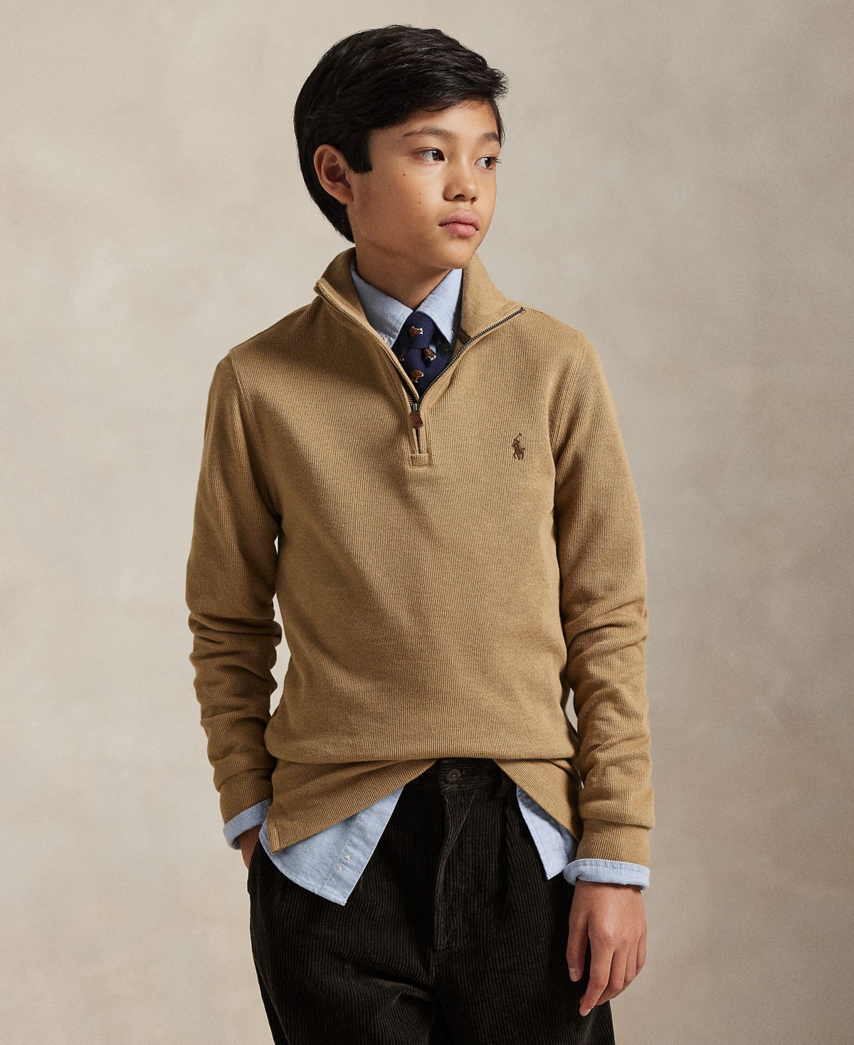 Polo Ralph Lauren Big Boys 8-20 Quarter-Zip Sweater - Camel