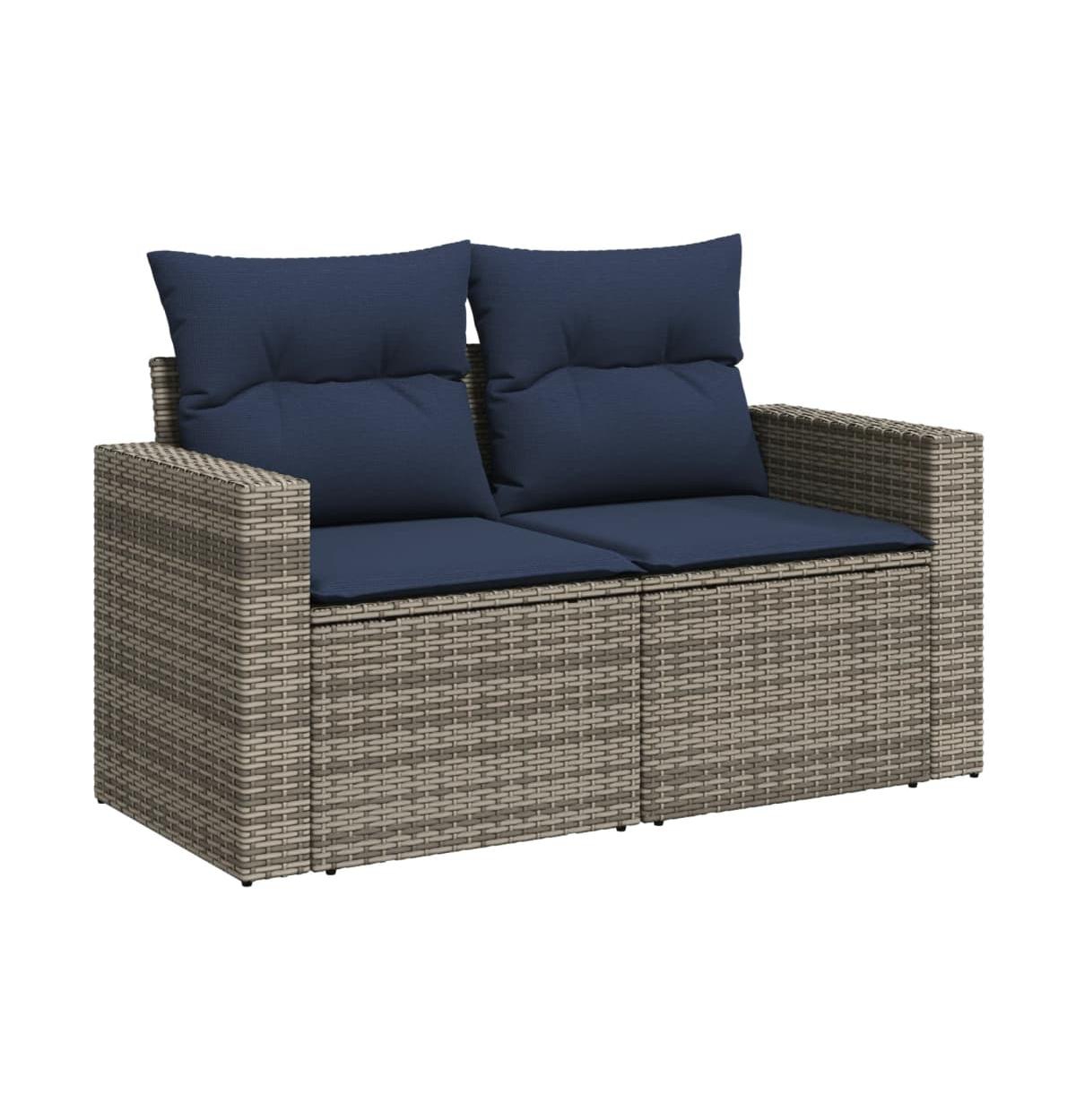 Click here for Patio Sofa with Cushions 2-Seater Gray Poly Rattan prices